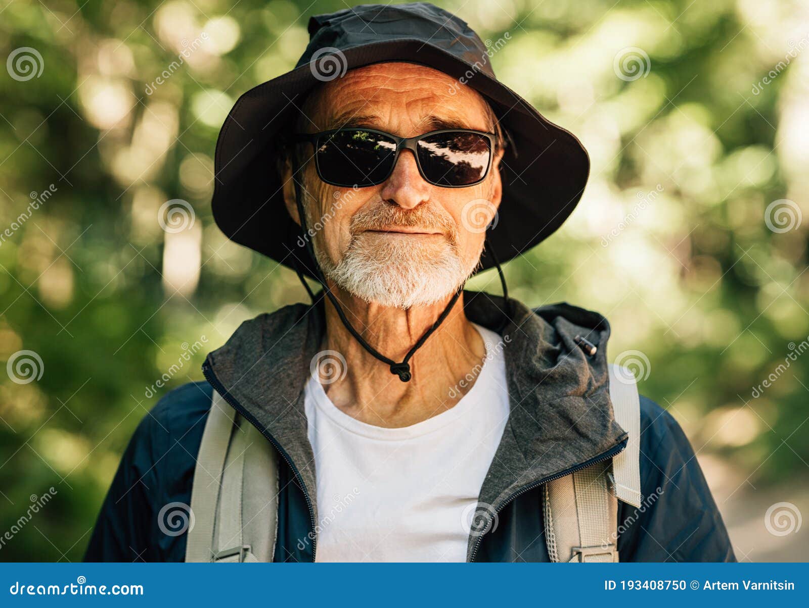 Portrait of a Senior Man Carrying a Backpack Stock Photo - Image of ...