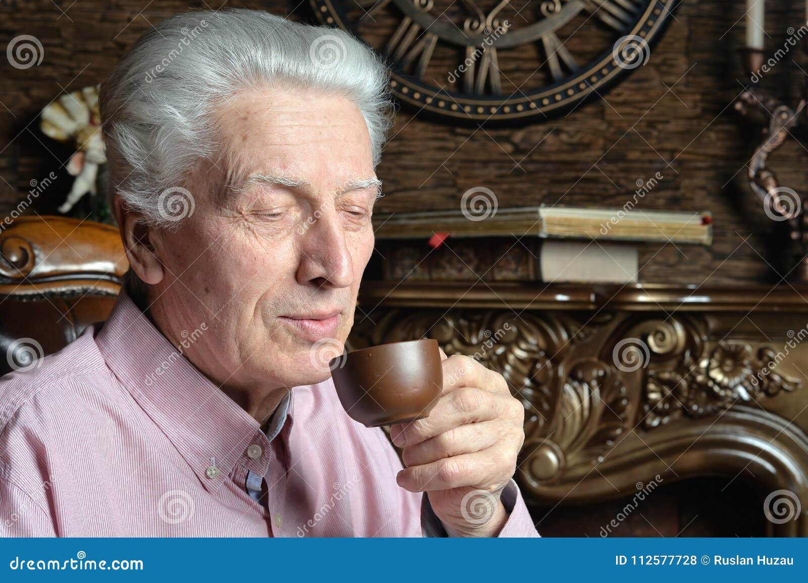 Portrait of Senior Man Drinking Tea Stock Photo - Image of expression ...