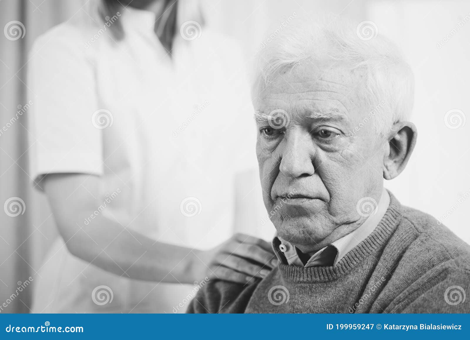 Senior Man with Hand of Supporting Nurse on His Shoulder Stock Image ...