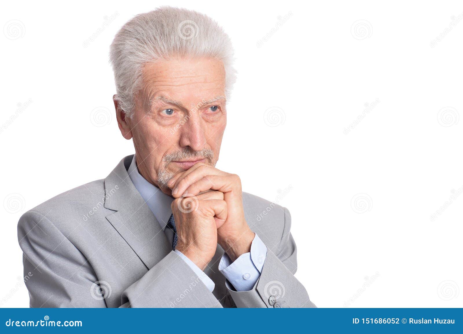 Portrait of Senior Man Thinking on White Stock Photo - Image of ...