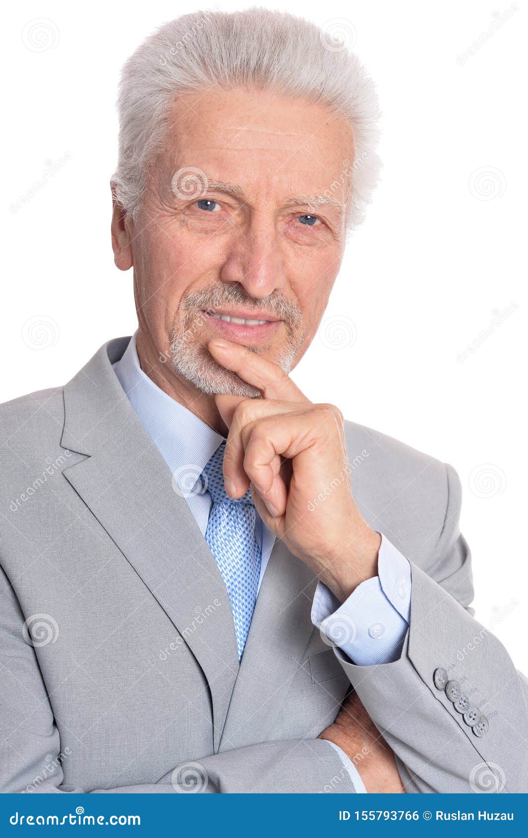 Portrait of Senior Man Thinking on White Stock Photo - Image of ...