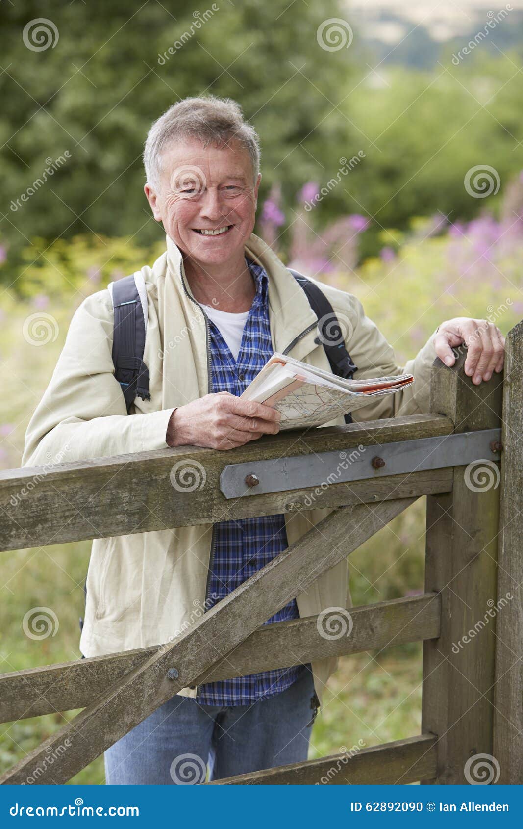 Portrait of Senior Man Walking in Countryside Stock Photo - Image of ...