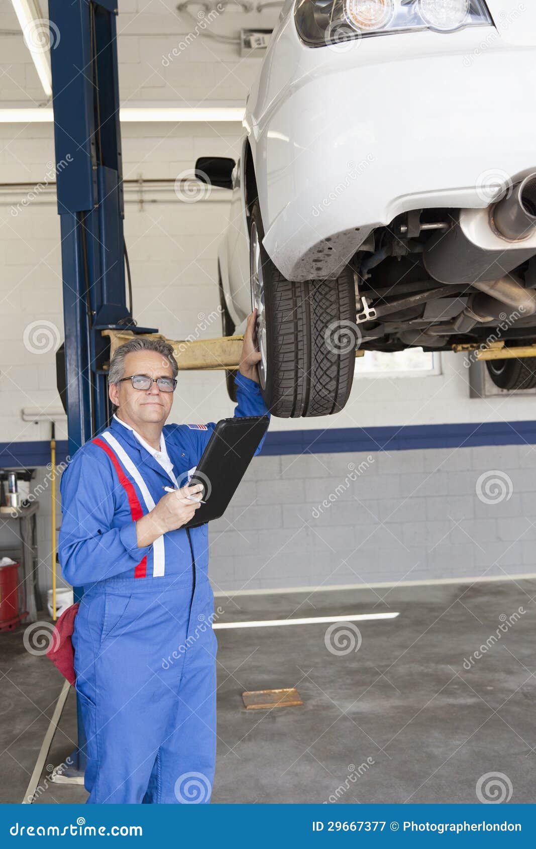 Portrait of Senior Mechanic with Tablet PC Stock Image - Image of shop ...