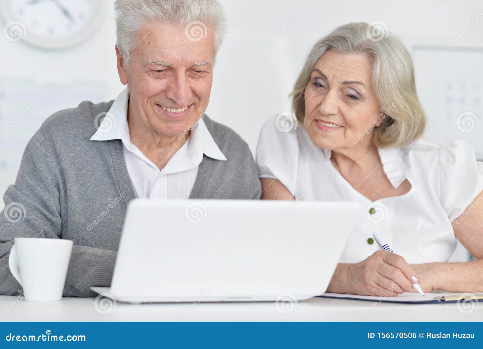 Portrait of Senior People Working with Computer at Home Stock Photo ...