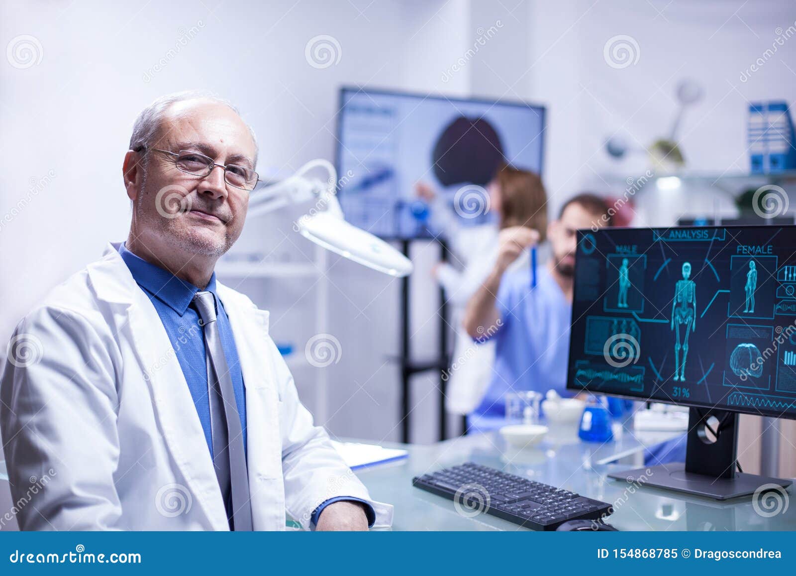 Portrait of Senior Scientist Man Looking at the Camera in a Science ...