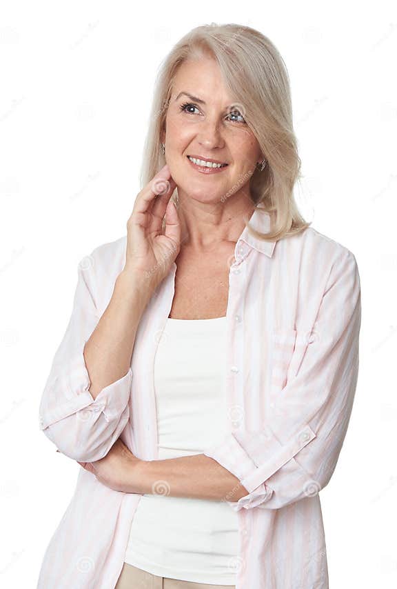 Portrait Of A Senior Woman Is Smiling Cheerful Old Lady Stock Image