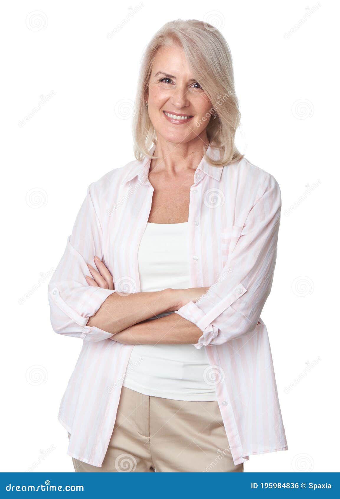 Portrait Of A Senior Woman Is Smiling Cheerful Old Lady Isolated Stock