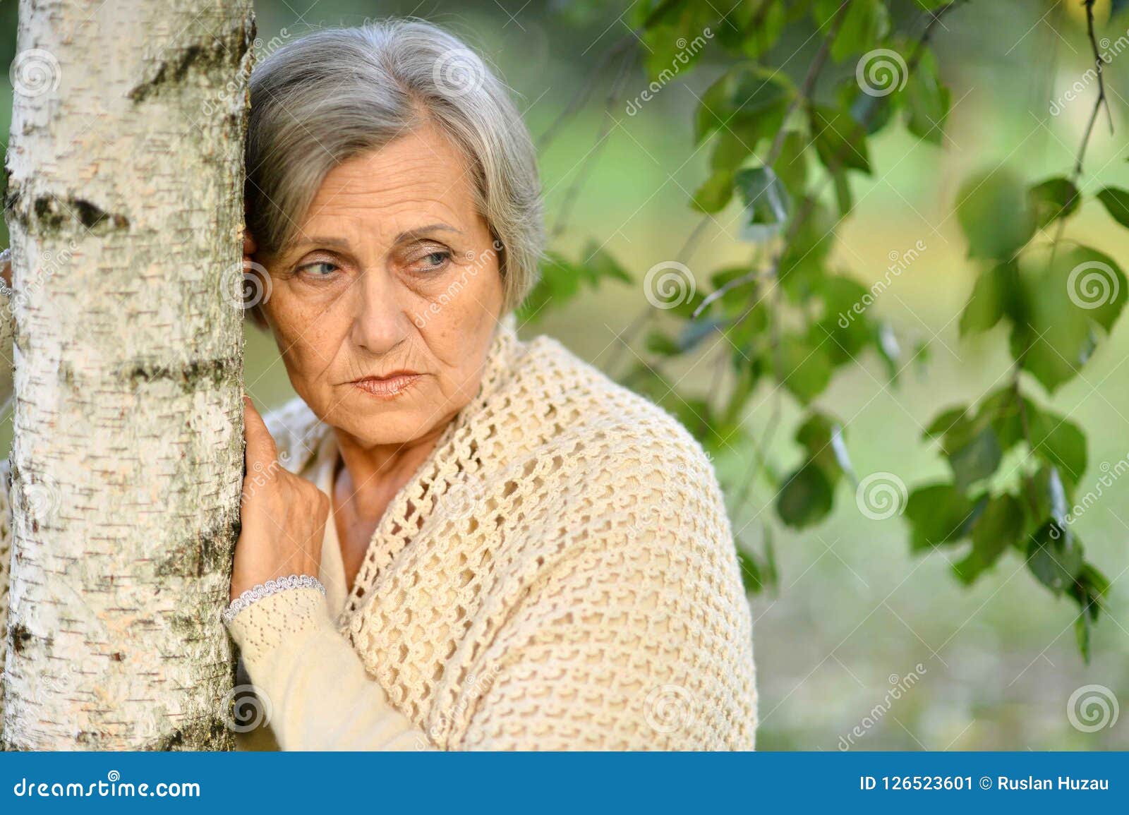 Portrait of Senior Woman by the Tree Stock Image - Image of lady ...