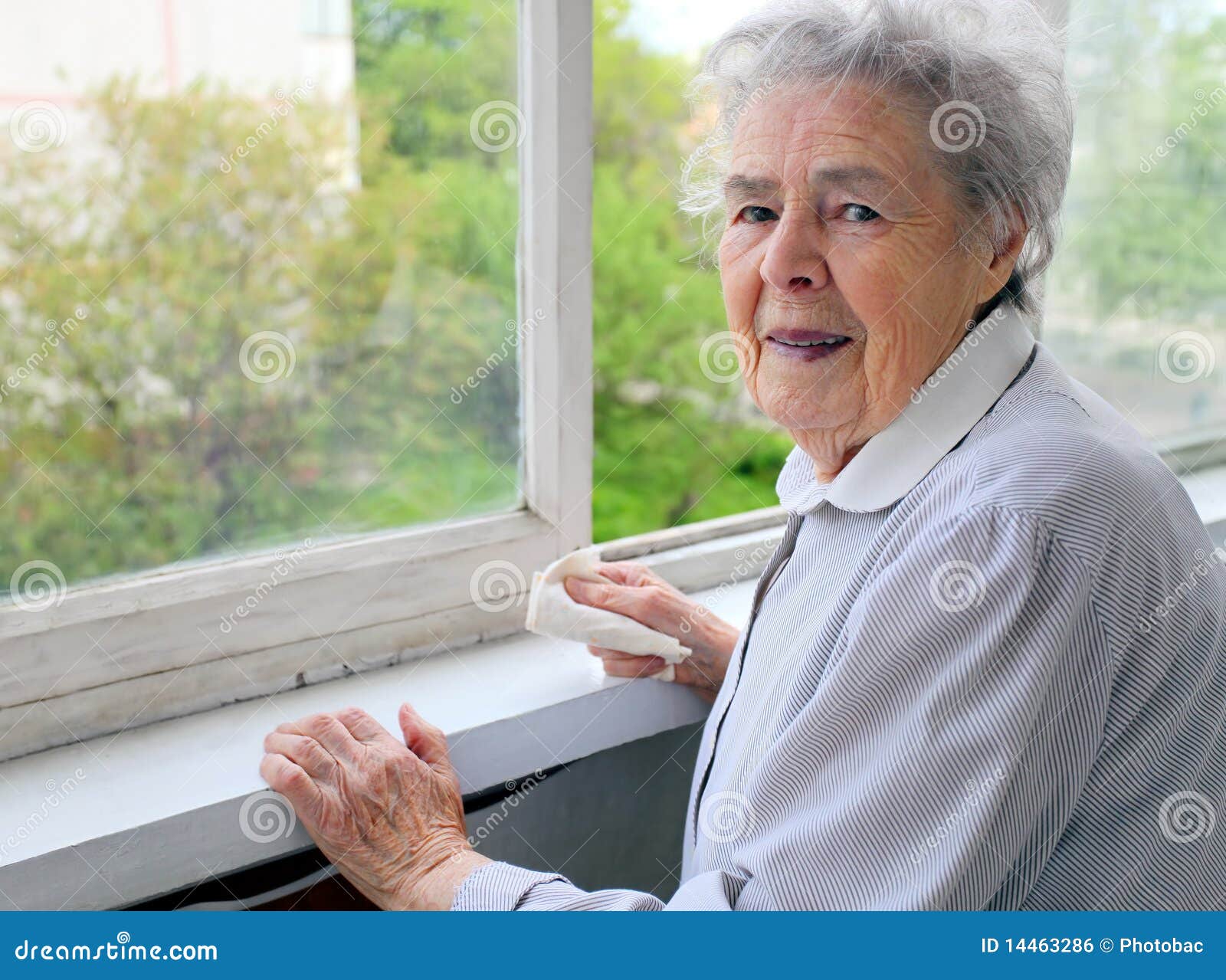 Portrait of Senior Woman at the Window Stock Photo - Image of ...