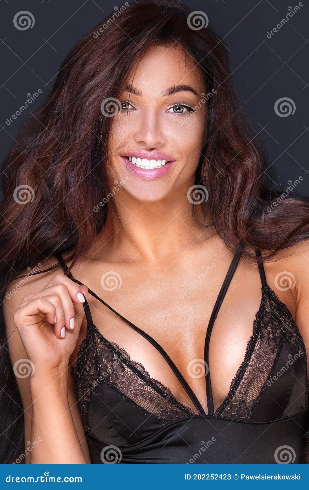 Portrait Of Sensual Brunette Woman Looking Away Stock Image Image
