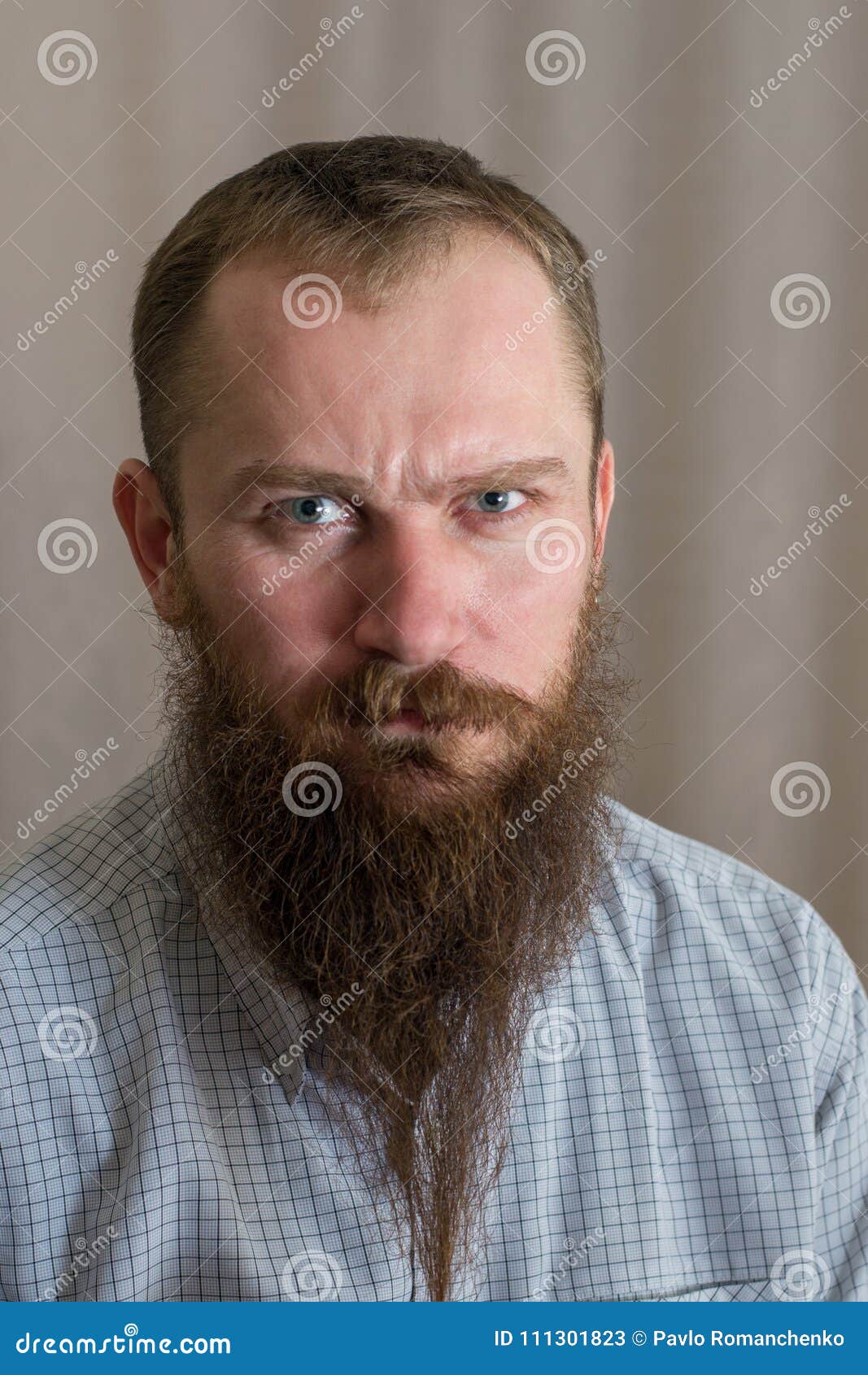 Portrait of a Serious Angry Man with a Long Beard Stock Image - Image ...