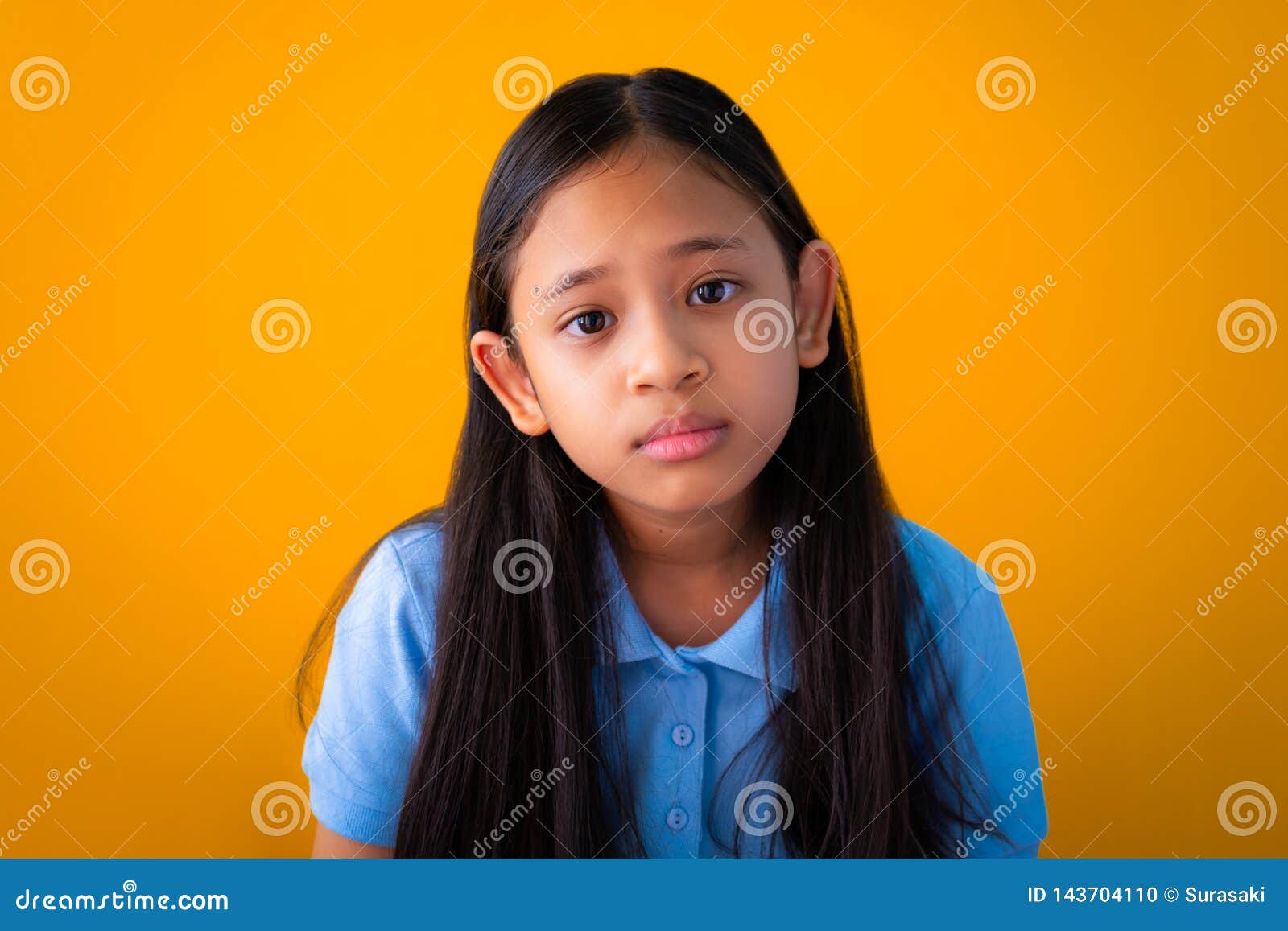 Portrait of Serious Asian Cute Girl Orange Background Stock Photo ... Portrait of Serious Asian Cute Girl Orange Background Stock Photo ...