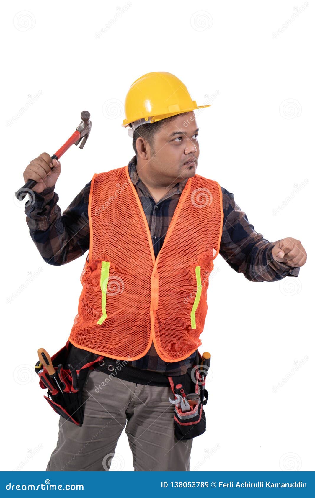 Portrait of Serious Constructor Holding a Hammer Stock Image - Image of ...
