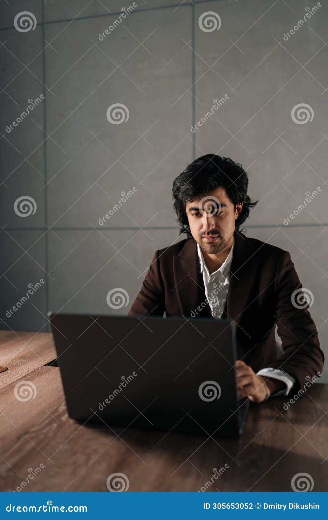Portrait of Serious Focused Businessman Ceo Using Computer, Typing ...