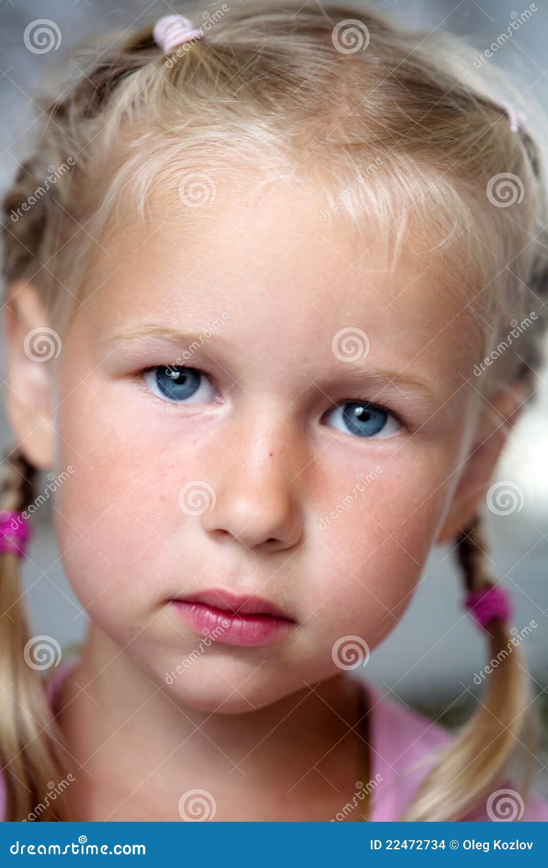 Portrait of Serious Little Girl Stock Photo - Image of blue, camera ...