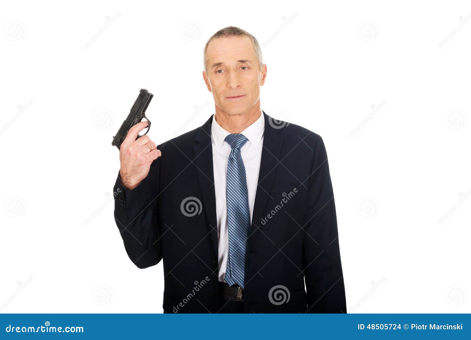 Portrait of Serious Mafia Agent with Handgun Stock Photo - Image of ...