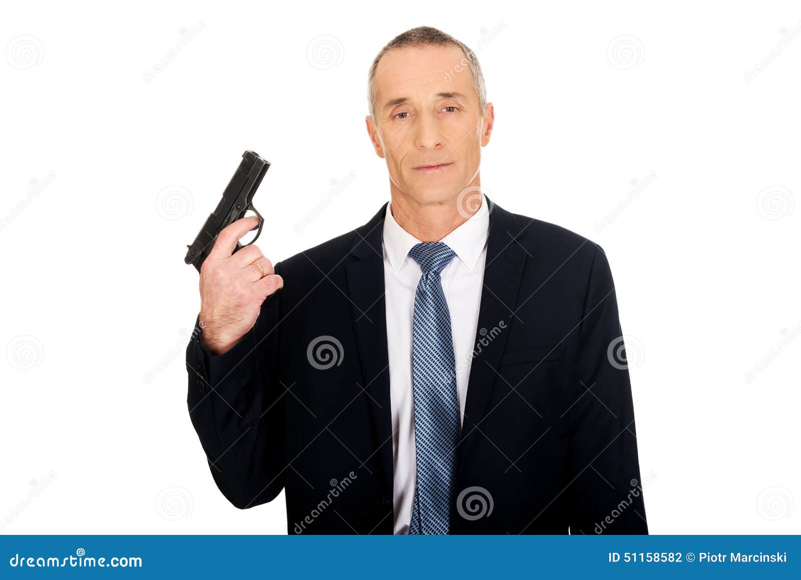 Portrait of Serious Mafia Agent with Handgun Stock Photo - Image of ...