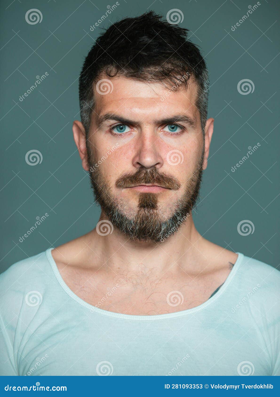 Portrait of Serious Man. Man Portrait. Bearded Guy. Human Expression ...