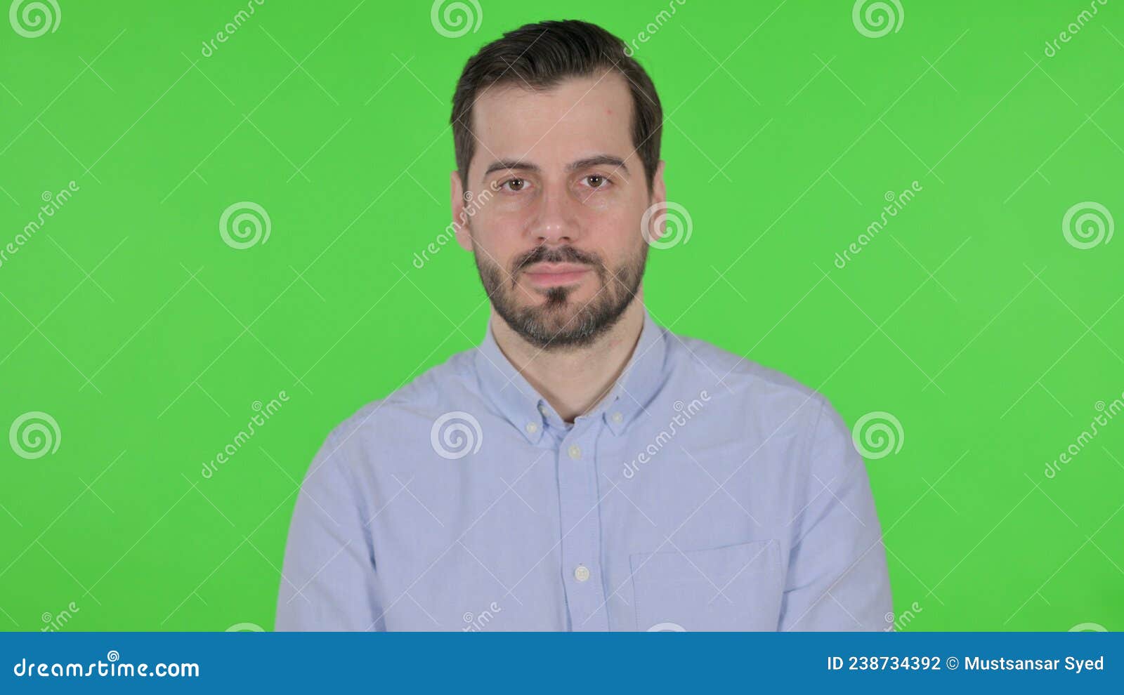 Portrait of Serious Man Looking at the Camera, Green Screen Stock Photo ...