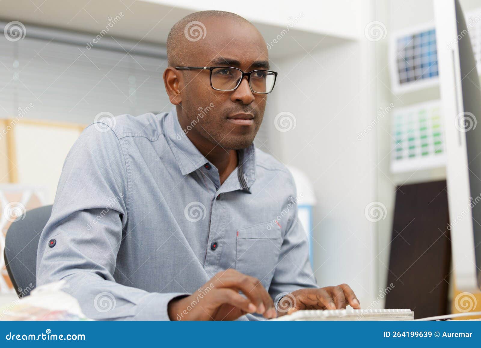 Portrait Serious Manager with Pc Stock Image - Image of occupation ...
