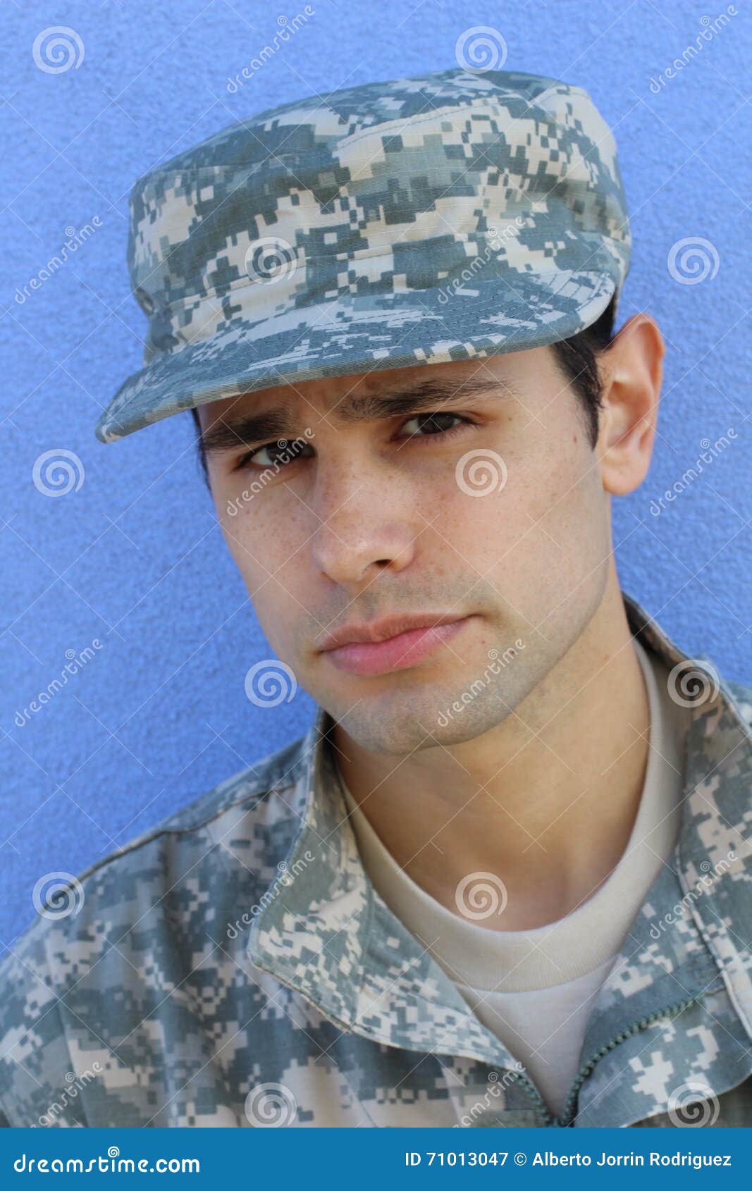 Portrait of Serious Solider Wearing Hat Stock Image - Image of ...