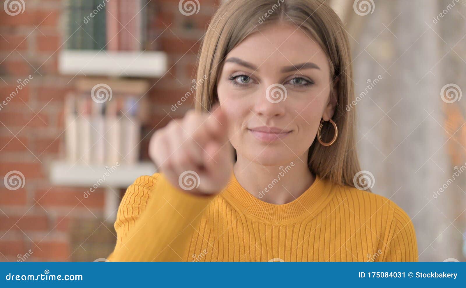 Portrait of Serious Young Woman Pointing at Camera Stock Image - Image ...