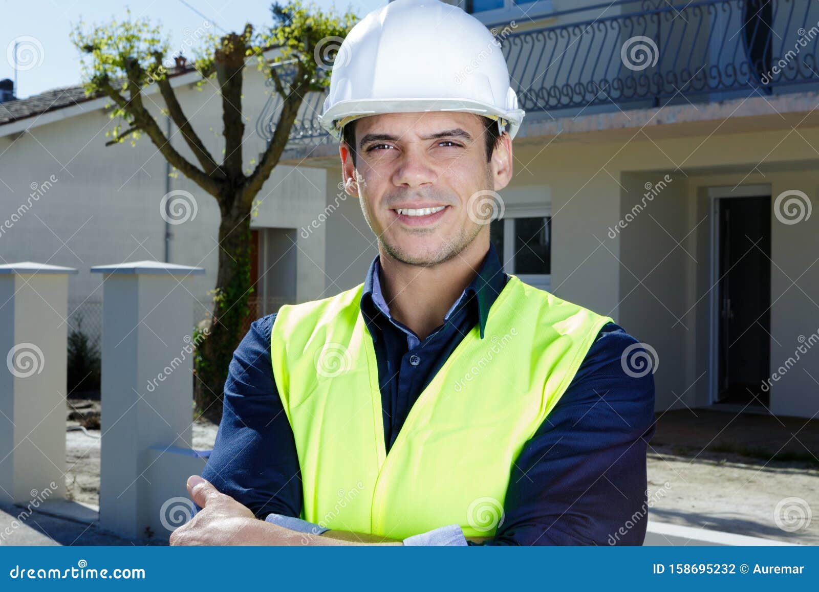 Portrait Service Engineer Standing Outdoors Stock Photo - Image of ...