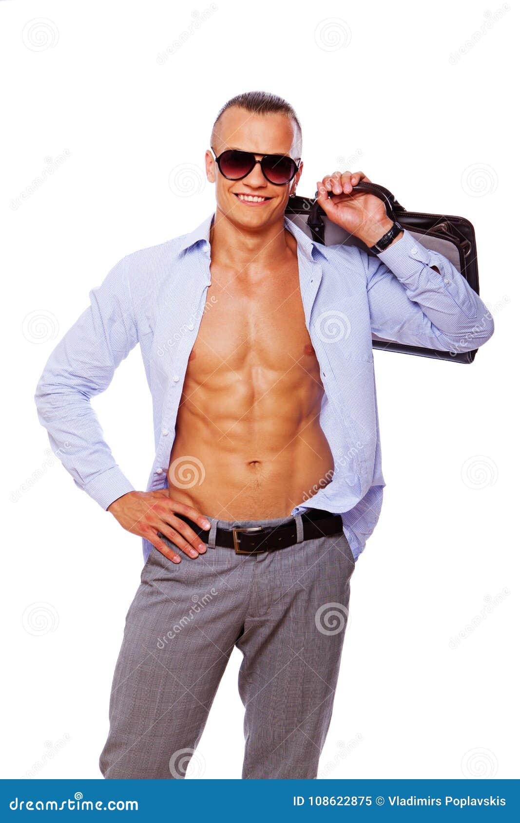 Portrait of Boss Posing in Studio with Bag Stock Image - Image of ...