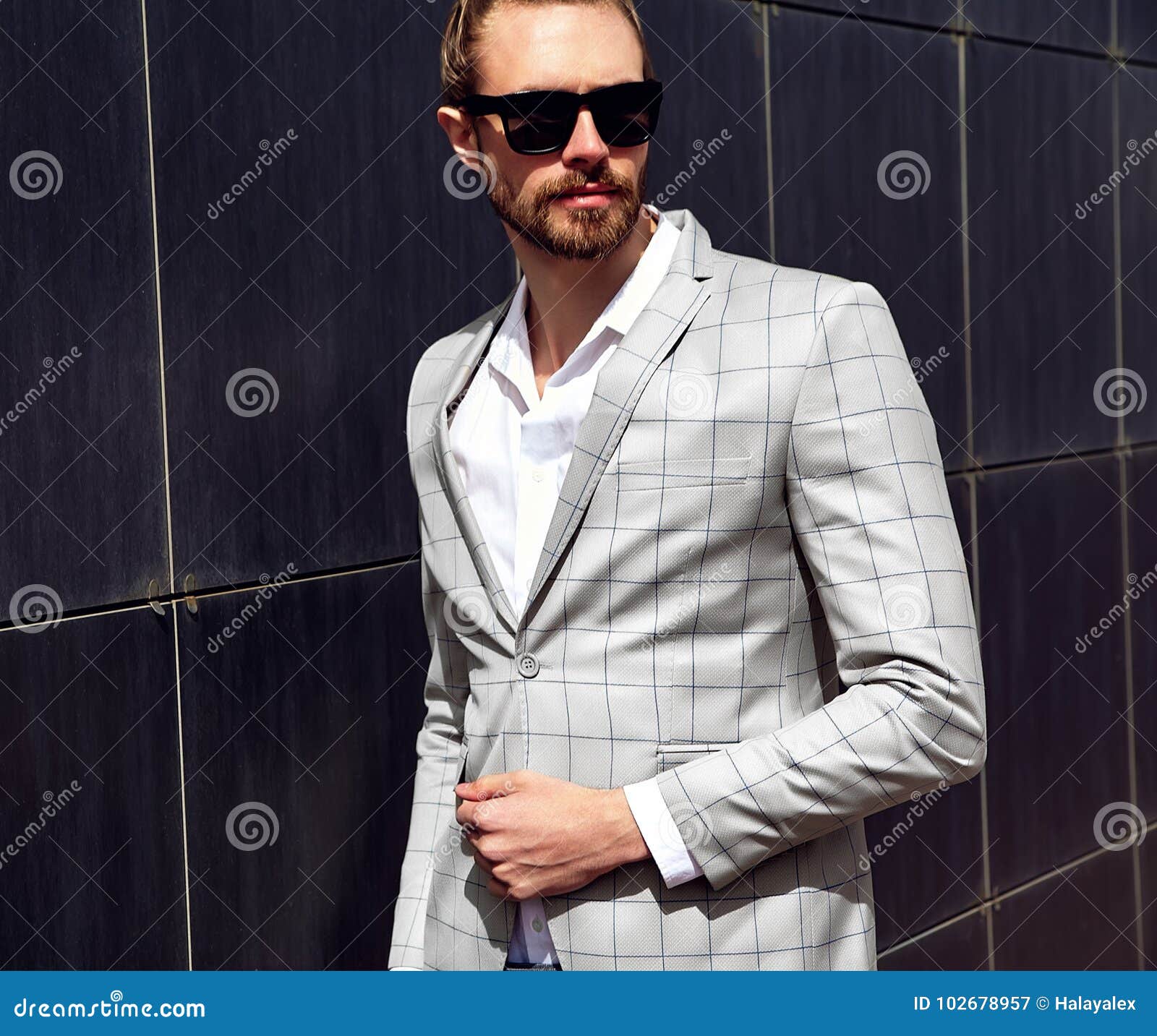 Handsome Fashion Model Man Dressed In Elegant Suit Stock Image Image