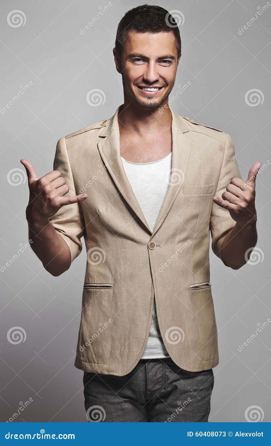 Portrait of happy man stock image. Image of model, jeans - 60408073