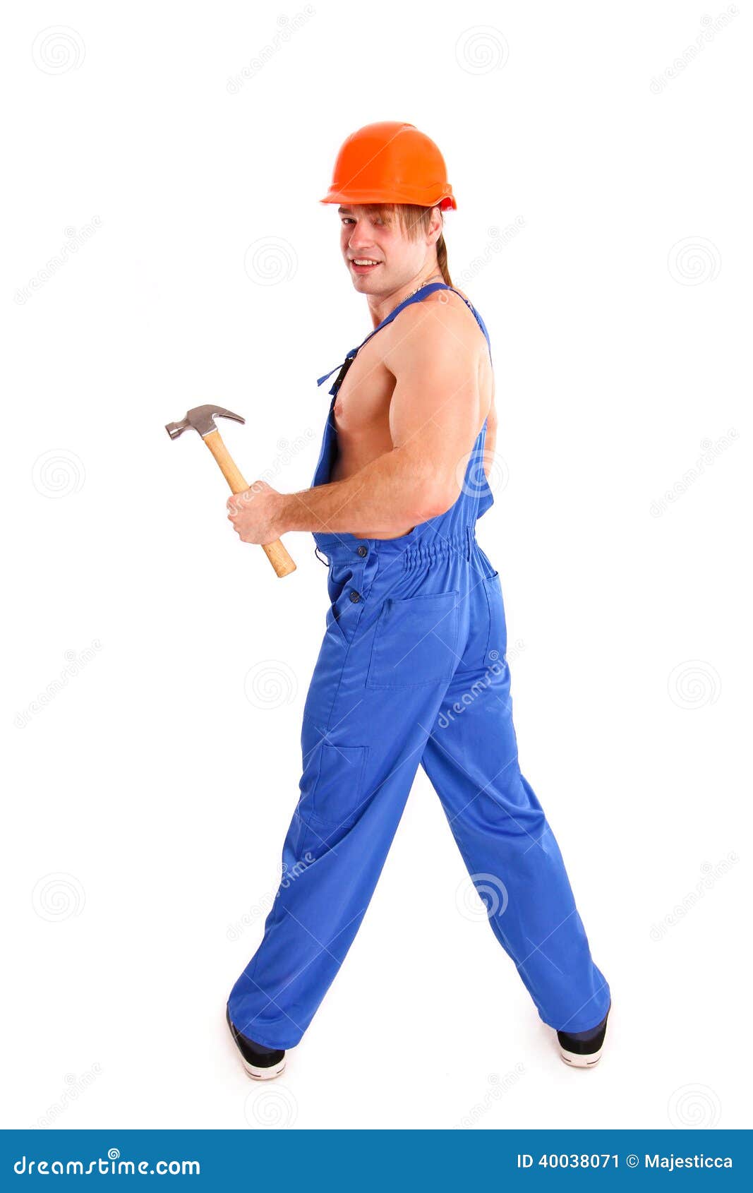 Portrait of Mechanic on White Background Stock Image - Image of ...