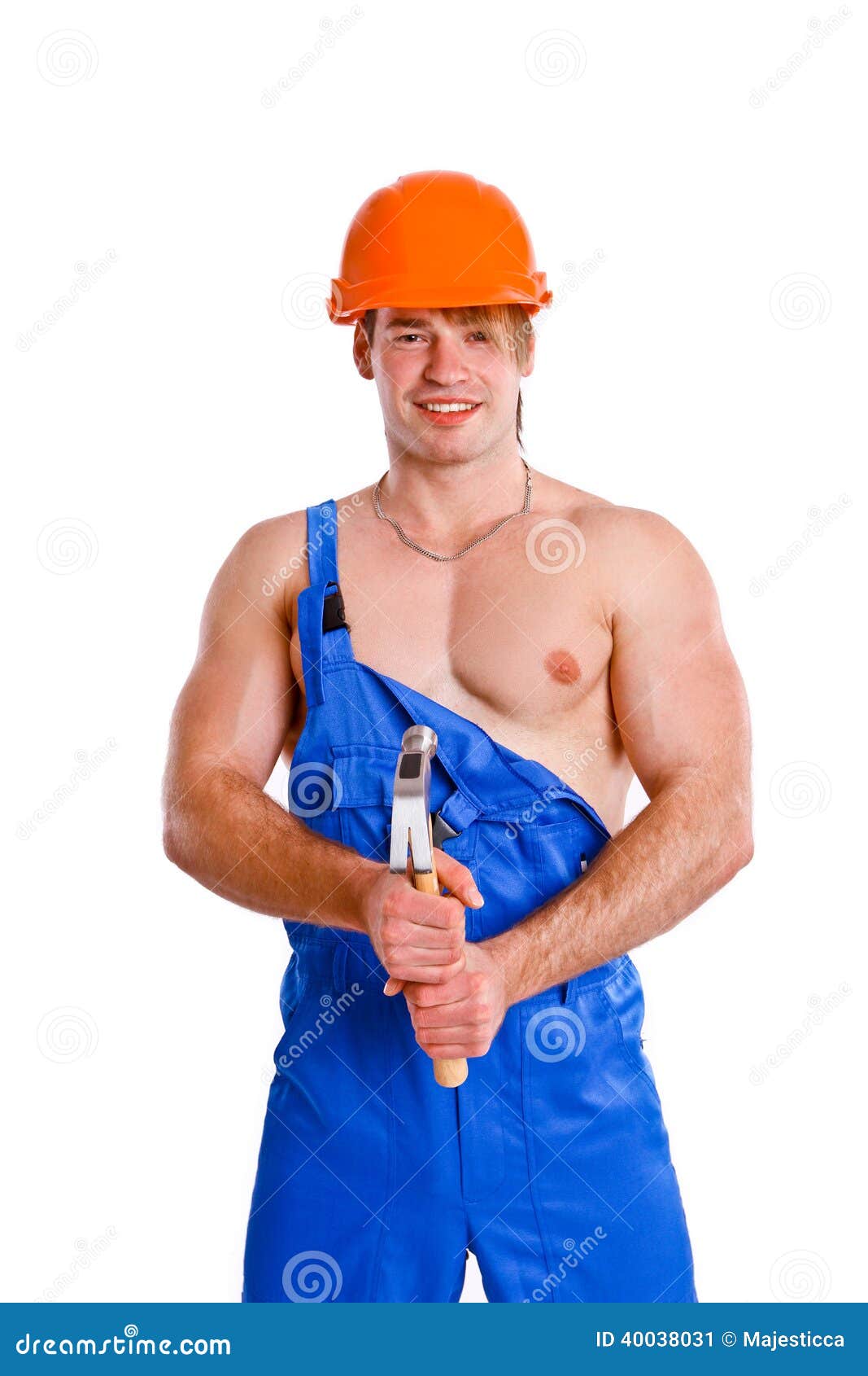 Portrait of Mechanic on White Background Stock Image - Image of people ...