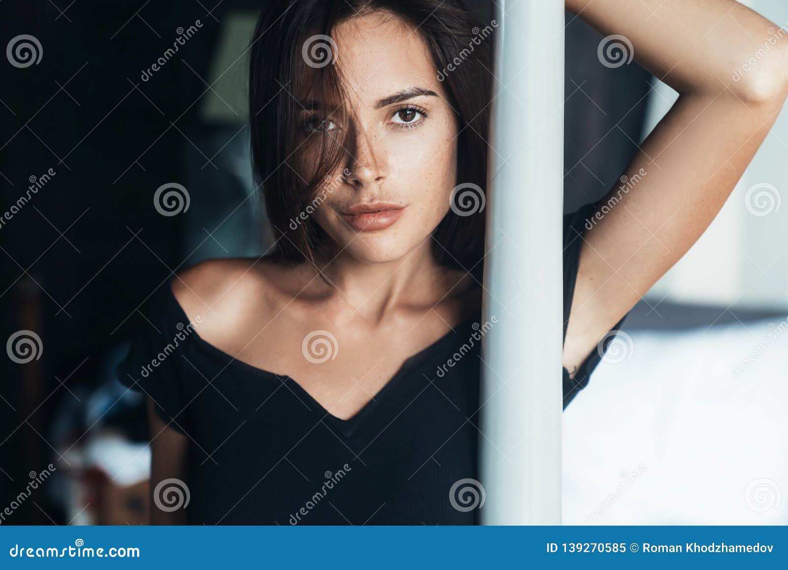 Portrait Of Sensual Brunette Girl With Natural Make Up Stock Image