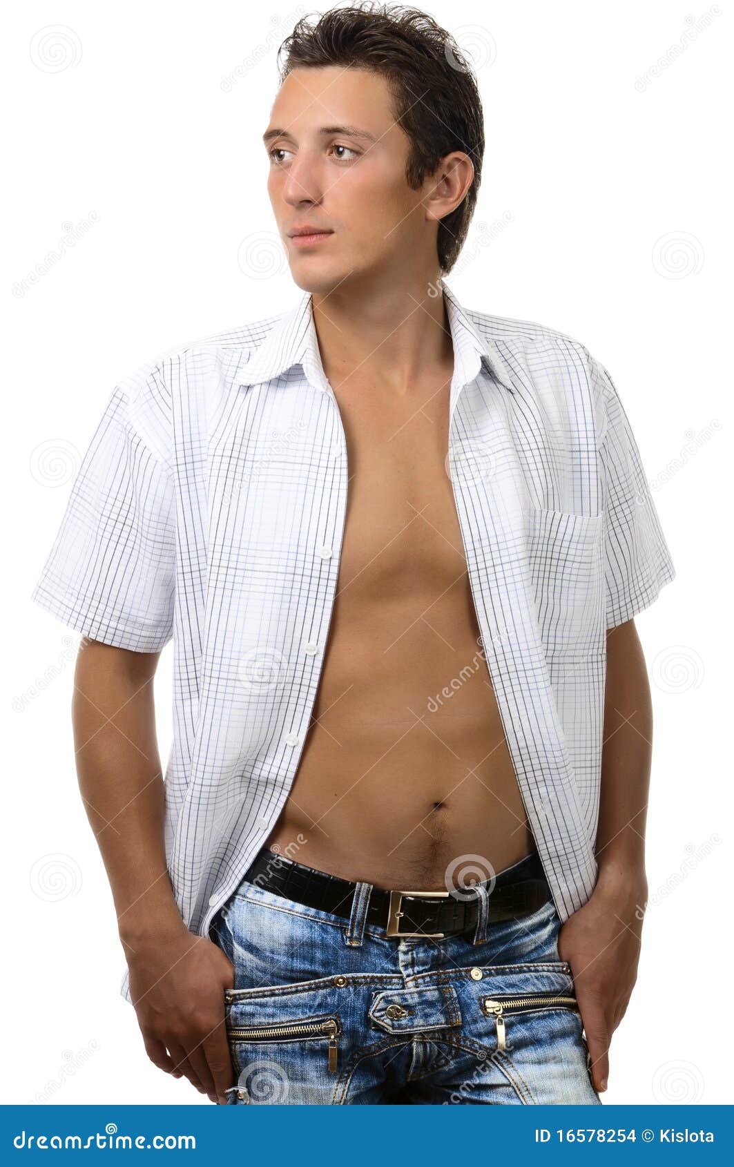 Portrait of Young Man in Blue Jeans Stock Photo - Image of human, pose ...