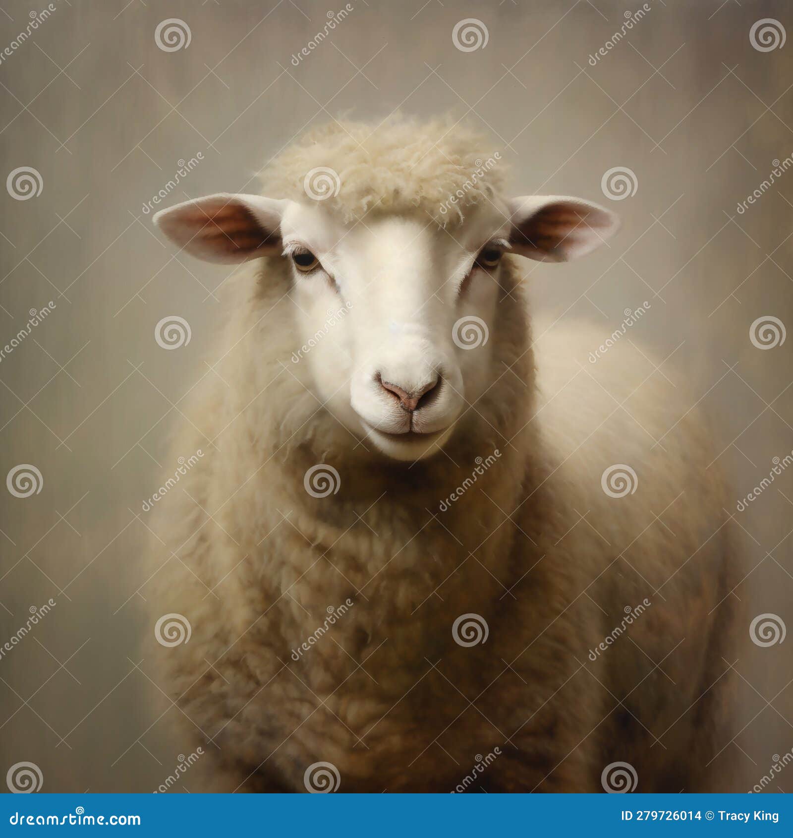 Single Sheep in a Portrait Style Stock Illustration - Illustration of ...