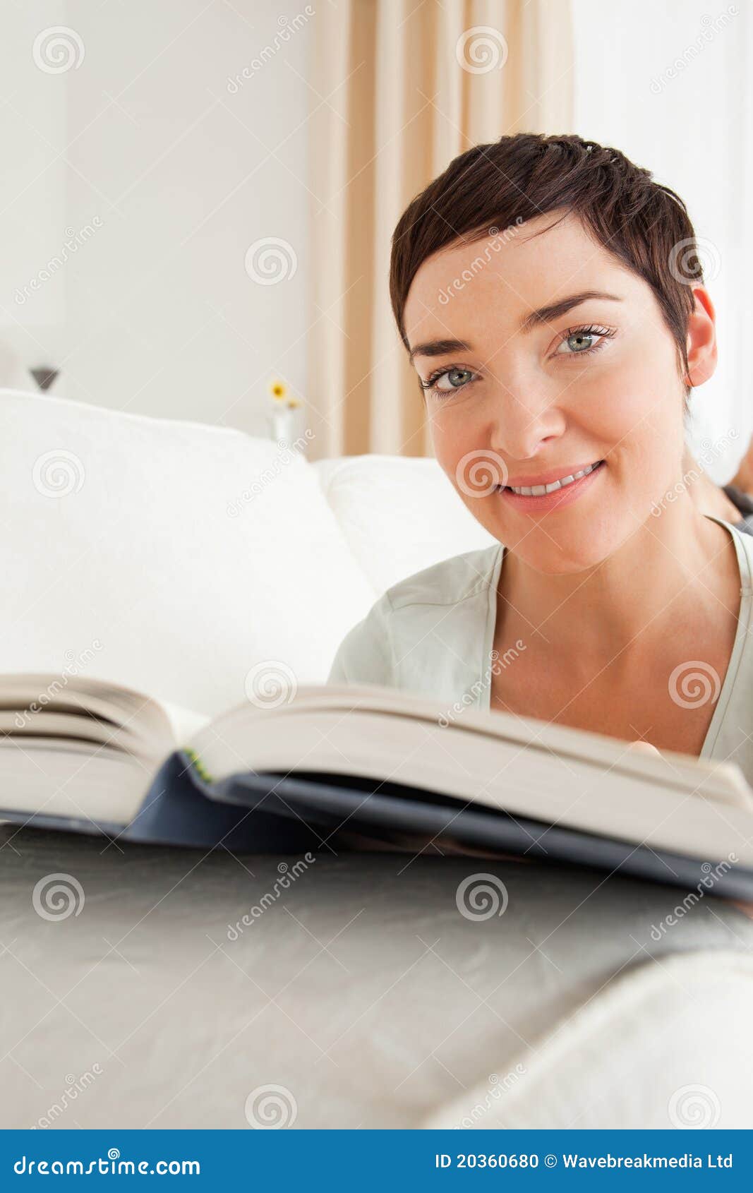 Portrait of a Short-haired Woman with a Book Stock Photo - Image of ...