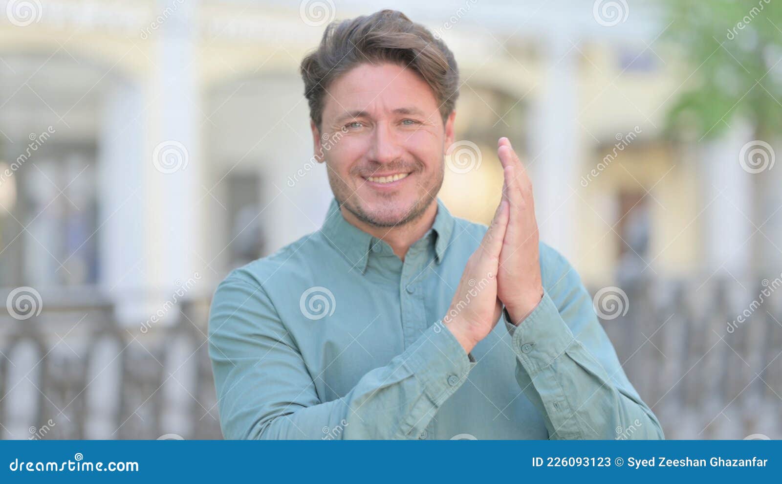 Portrait Shot of Happy Man Clapping, Applauding Stock Image - Image of ...