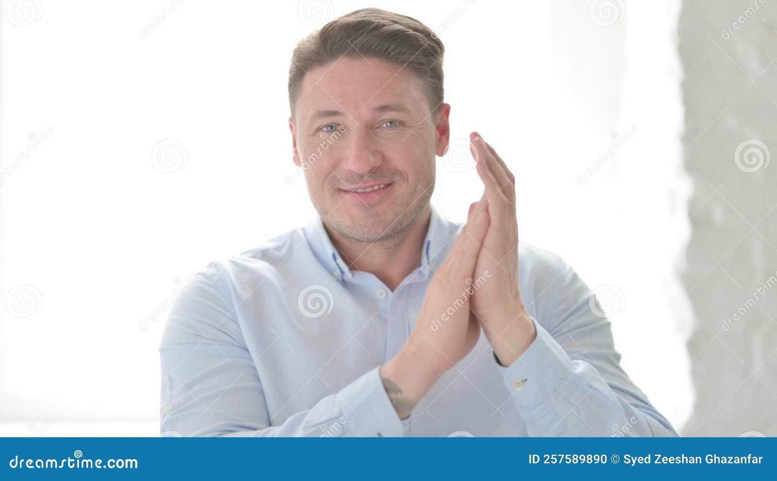 Portrait Shot of Happy Man Clapping, Applauding Stock Photo - Image of ...