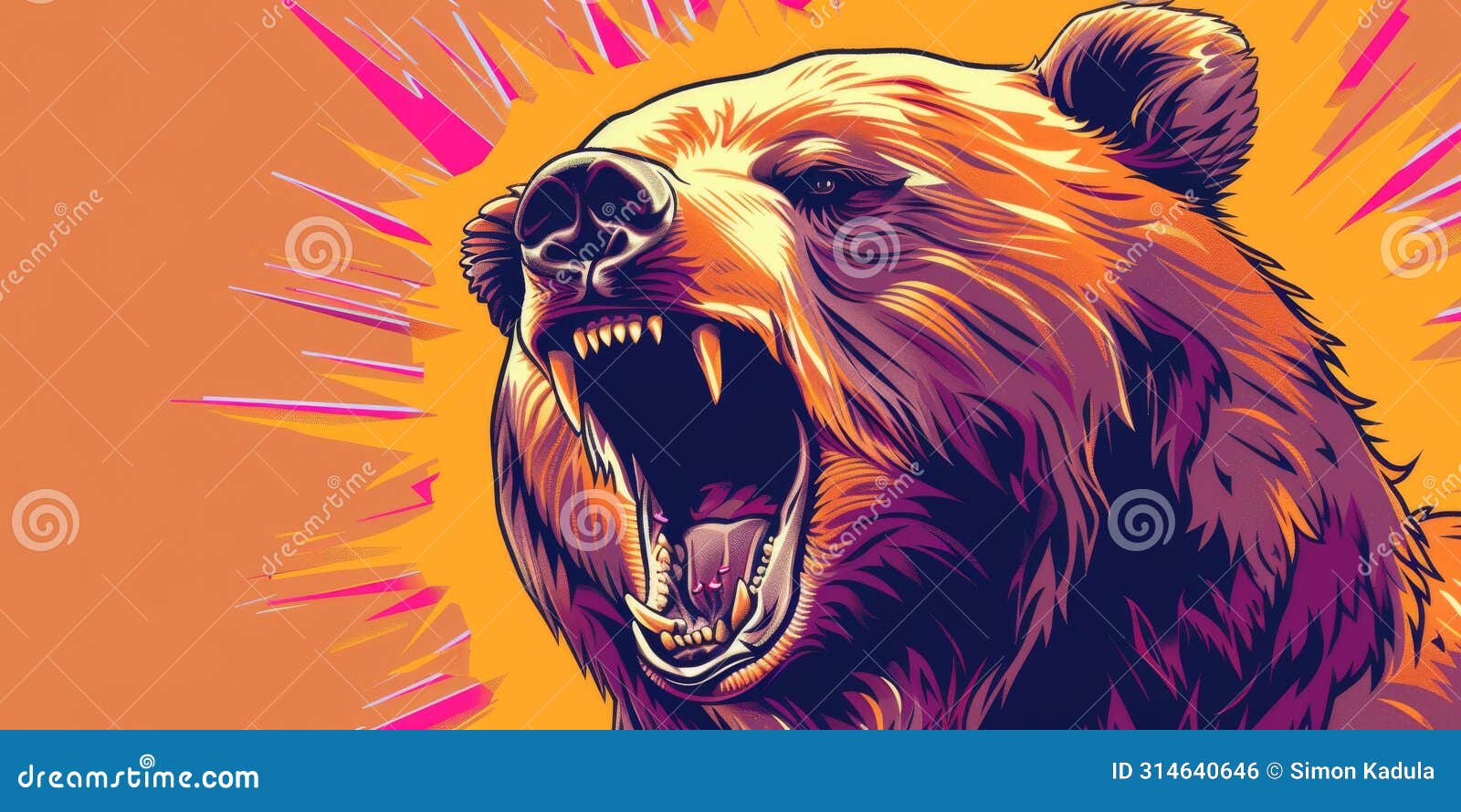 Portrait of Shouting, Angry Bear As Pop Art Style Stock Photo - Image ...