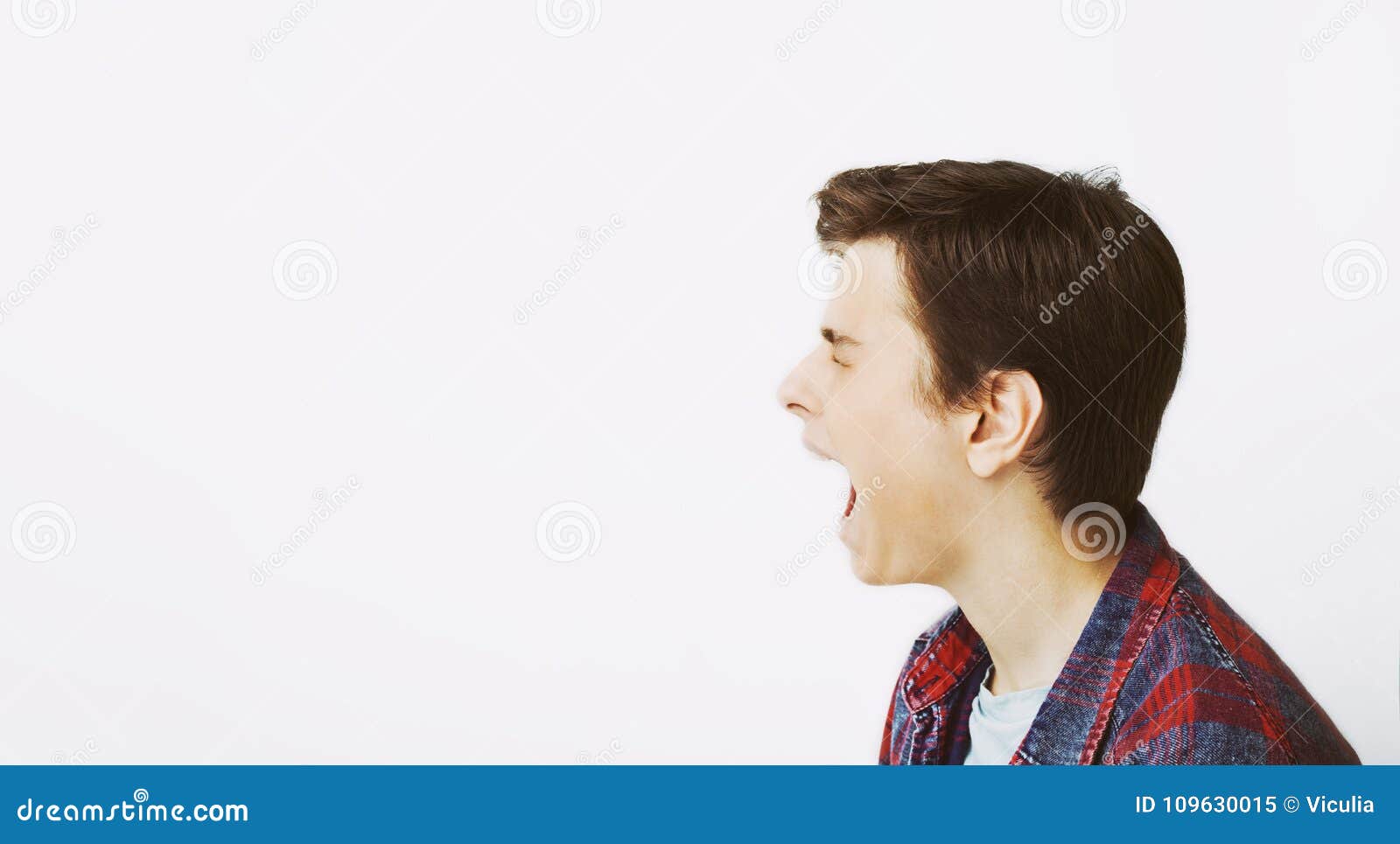 Side Portrait of a Shouting Man Rage Scream Emotional Stock Image ...