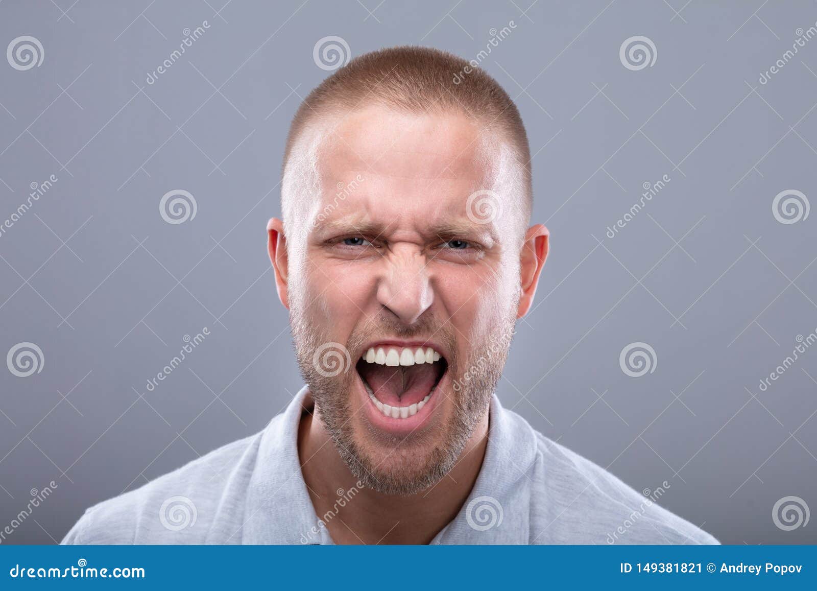Portrait of a Shouting Young Man Stock Image - Image of power, looking ...