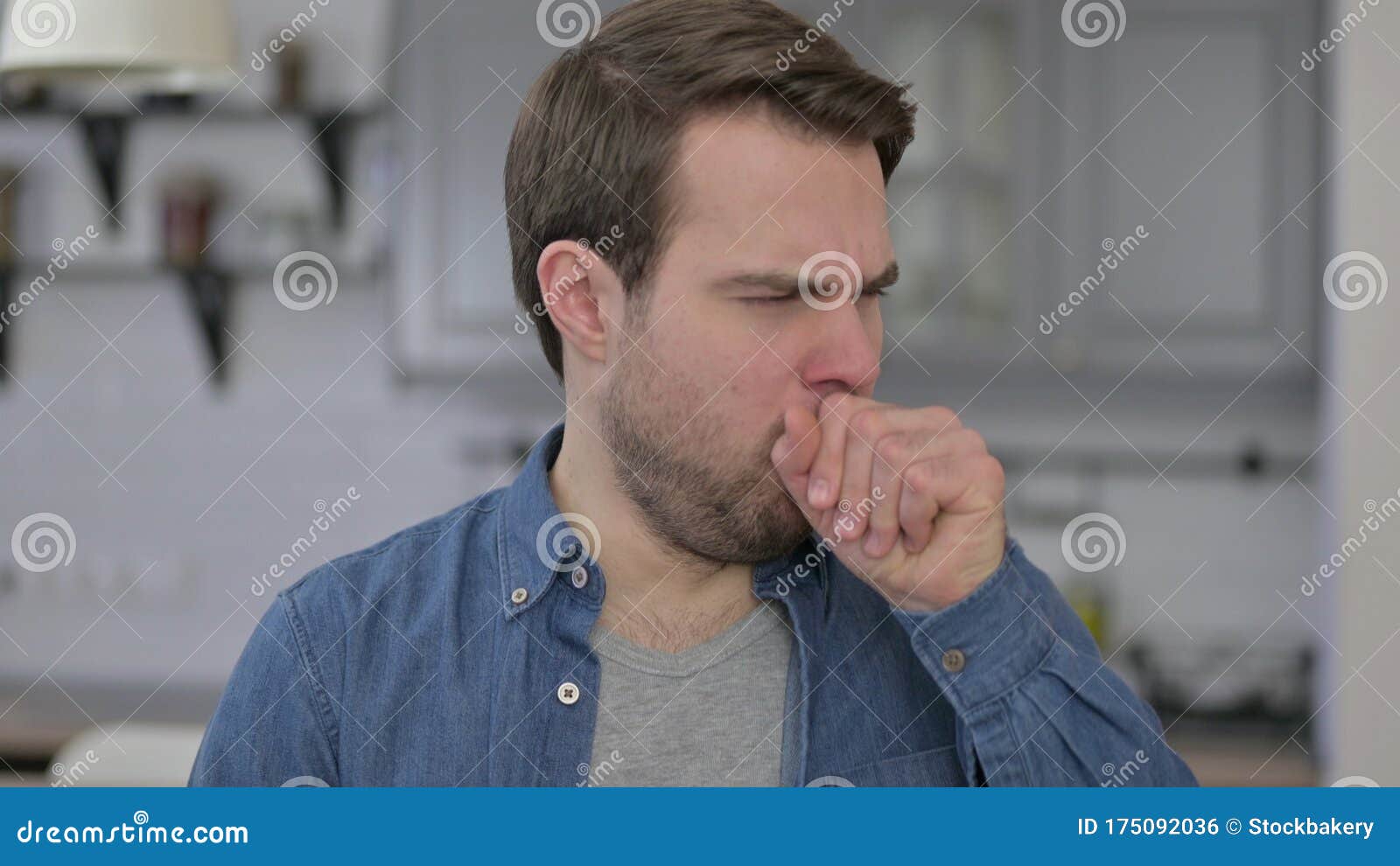 Portrait of Sick Beard Young Man Having Coughing Stock Photo - Image of ...