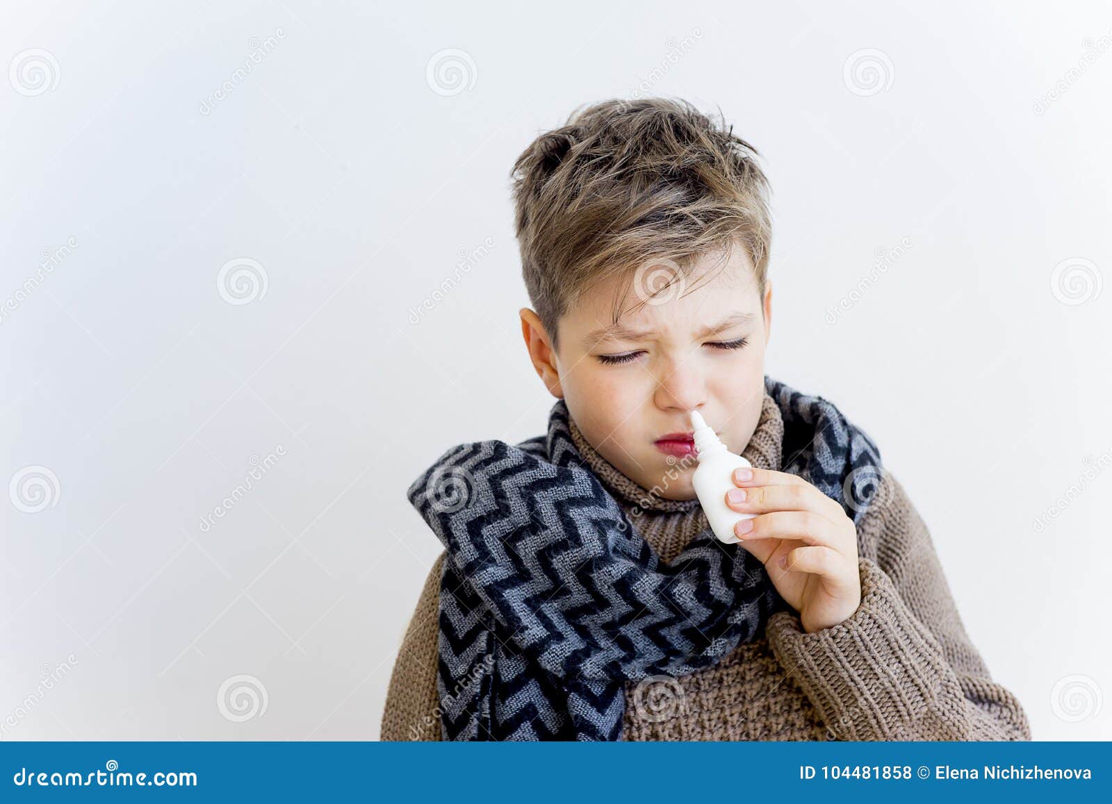 Boy having flu stock photo. Image of sleep, pajamas - 104481858