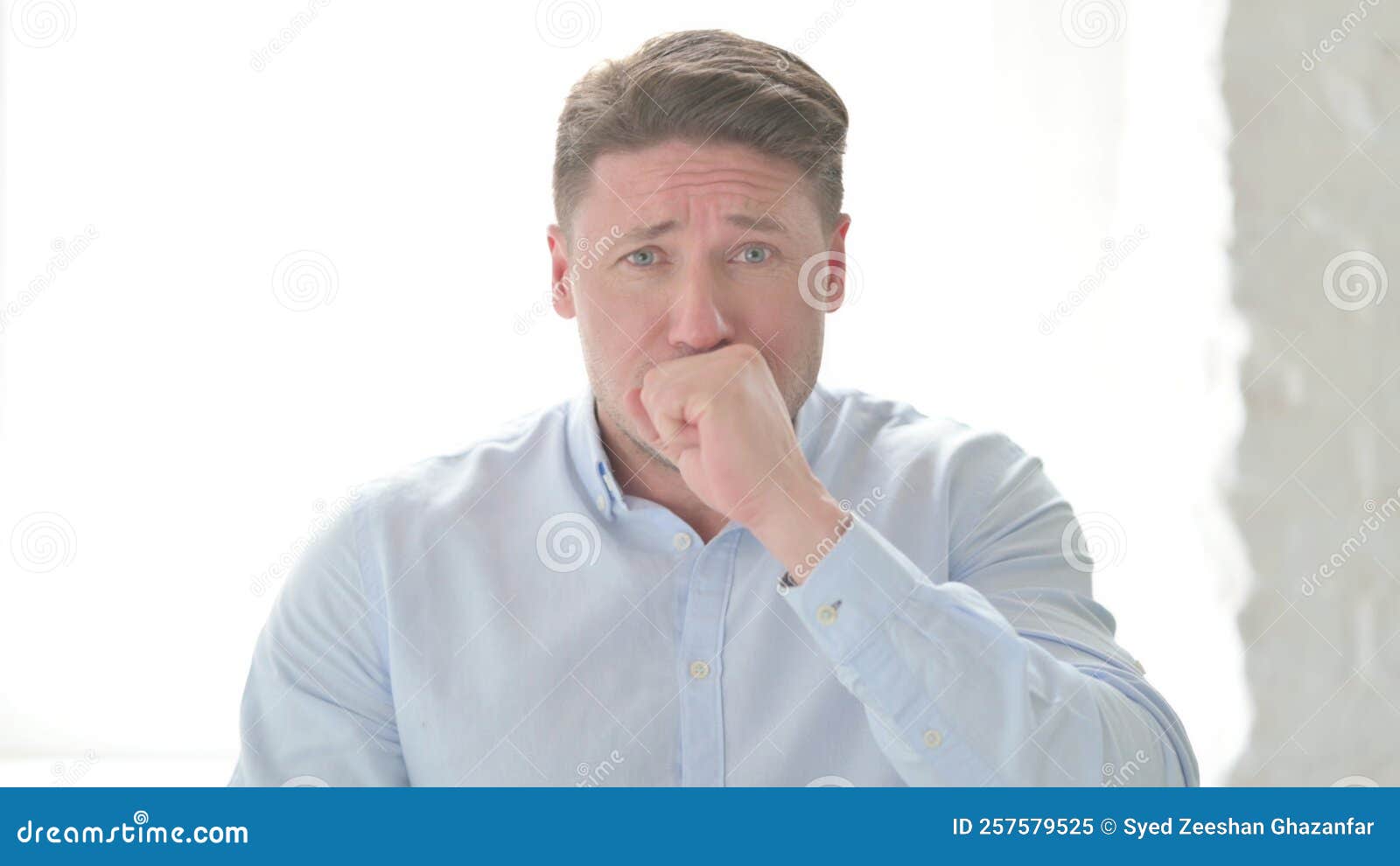 Portrait of Sick Man Coughing Stock Image - Image of people, pain ...
