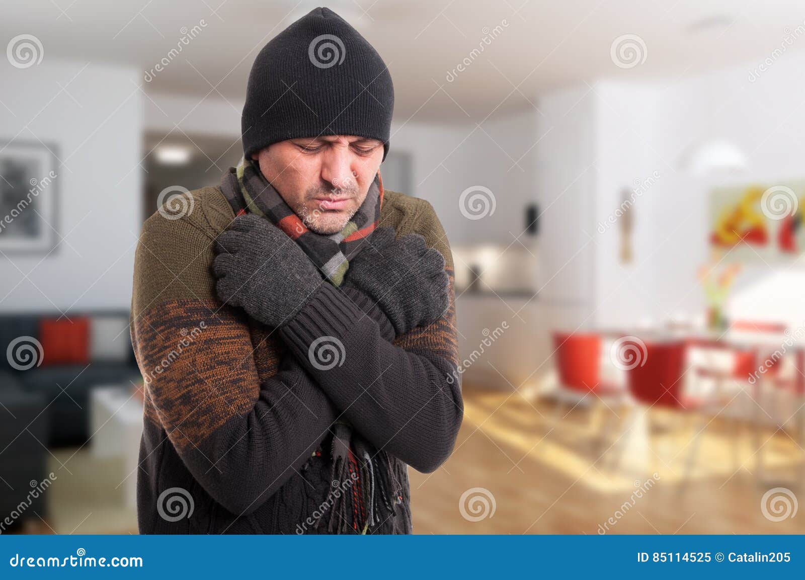Portrait of Sick Man Shivering from Cold Stock Image - Image of sick ...