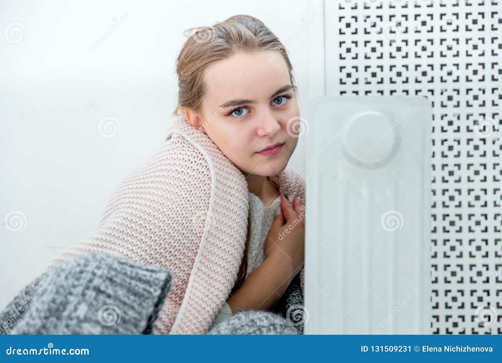 Sick Young Woman with Cold and Flu at Home Stock Image - Image of ...
