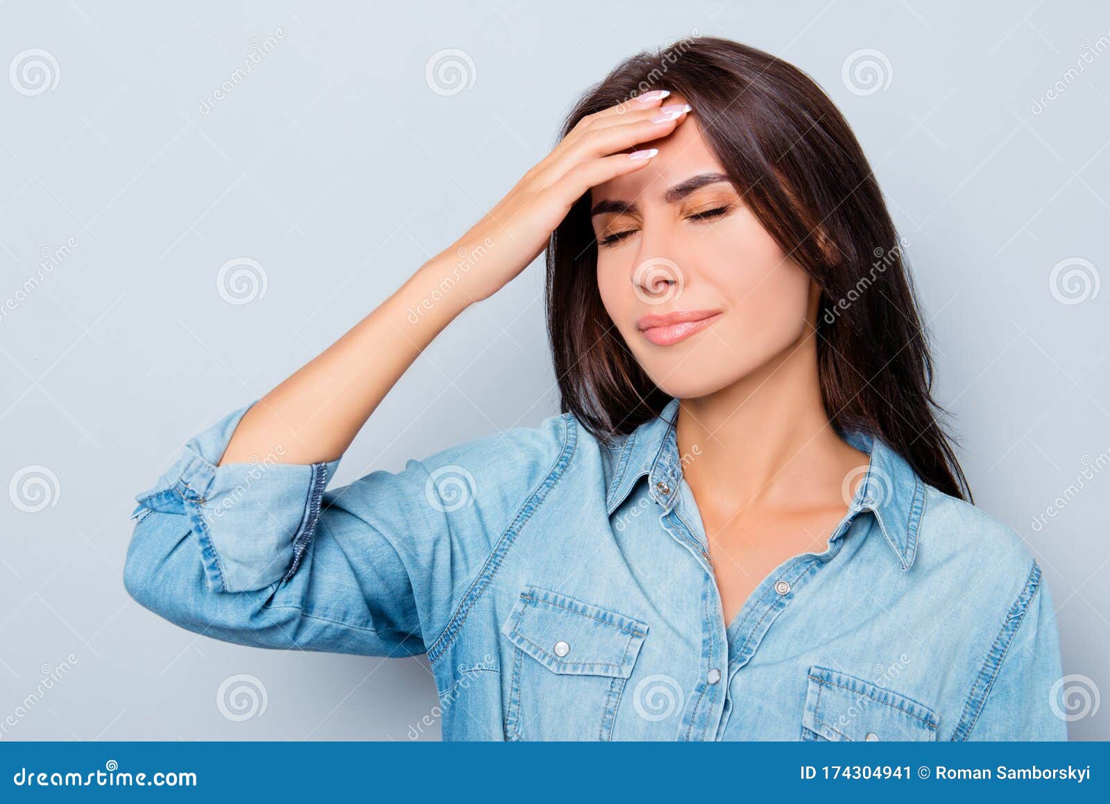 Portrait of Sick Young Woman Having Strong Headache Stock Image - Image ...