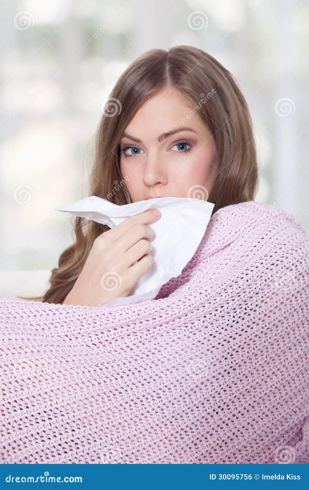 Portrait of a Sick Young Woman Using a Tissue Paper Stock Photo - Image ...