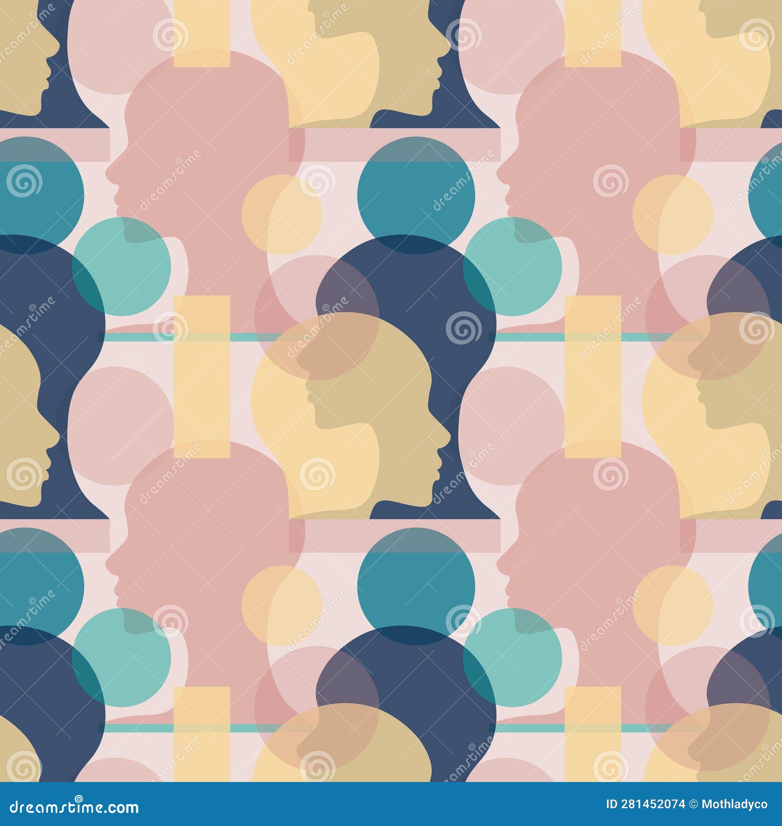 Portrait Silhouettes, Human Faces Vector Repeat Pattern Stock Vector ...