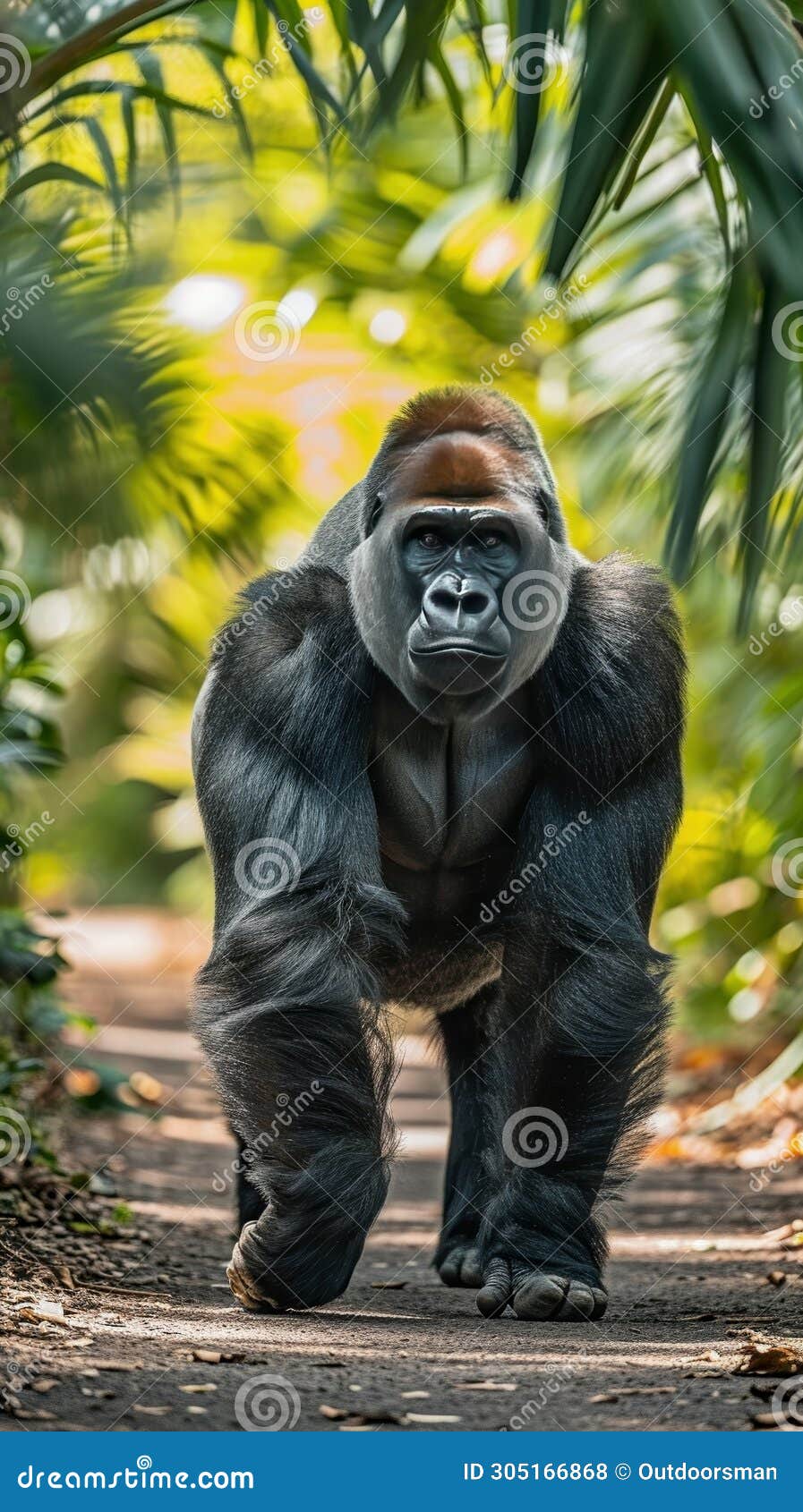 Silverback Gorilla on Jungle Path Stock Illustration - Illustration of ...